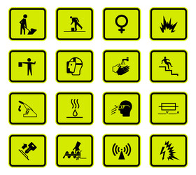 Warning hazard symbols labels sign isolated Vector Image