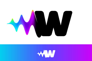 Isometric w letter logo neon lights emblem Vector Image