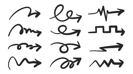 Freehand line drawing of a looped arrow Royalty Free Vector