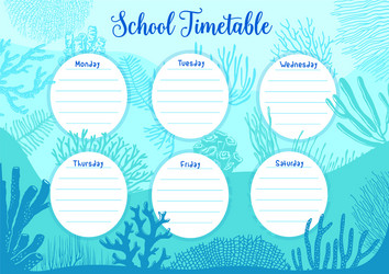 School timetable schedule education template Vector Image