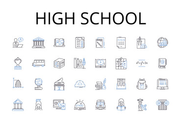 High school line icons collection middle Vector Image