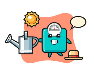 Mascot cartoon weight scale with washing Vector Image