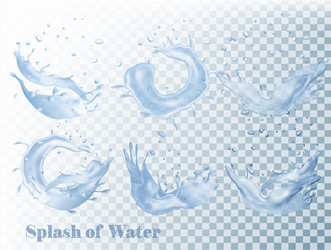 Set realistic transparent water splashes Vector Image