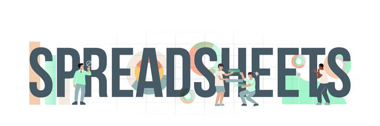 Spreadsheets flat set Royalty Free Vector Image