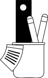 Pens and ruler inside cup scribble Royalty Free Vector Image