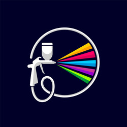 Spray paint logo with lettering concept Royalty Free Vector