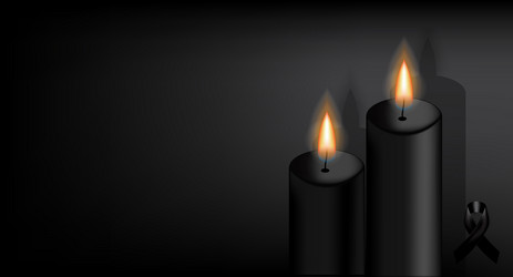 Black awareness ribbon with white candle Vector Image