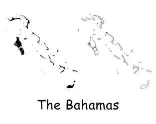 Doodle map of bahamas with districts Royalty Free Vector