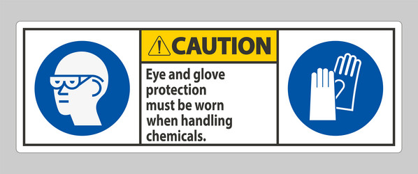 Danger sign eye and glove protection must be worn Vector Image