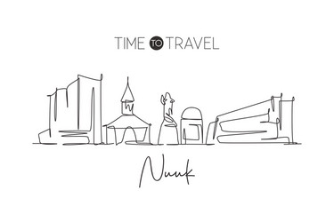 One single line drawing reykjavik city skyline Vector Image