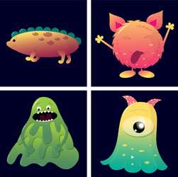 Cards with monsters Royalty Free Vector Image - VectorStock