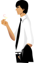 Side view of boy holding glass Royalty Free Vector Image