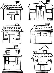 Doodle of house theme set Royalty Free Vector Image