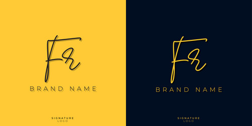 Initial letters fr monogram logo design bundle Vector Image