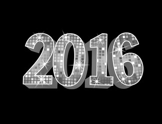 Number 2016 formed by glowing blue squares Vector Image