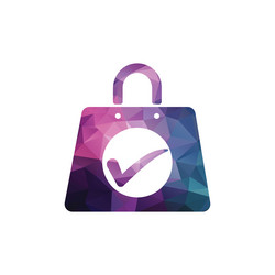 Check mark shopping bag logo Royalty Free Vector Image