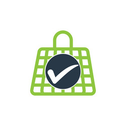 Check mark shopping bag logo Royalty Free Vector Image