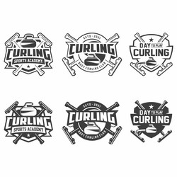 Curling logo emblem collections designs template Vector Image