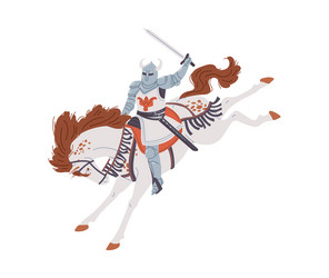 Medieval knight with white Royalty Free Vector Image
