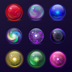 Cartoon set of magic energy balls Royalty Free Vector Image