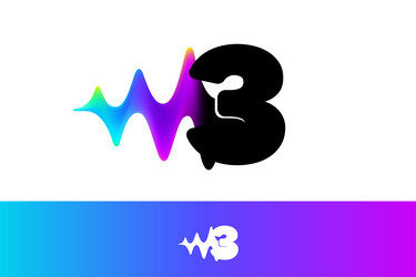 3 logo isometric number three neon lights emblem Vector Image