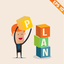 Cartoon businessman stacking box - - eps10 Vector Image