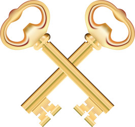 Two vintage golden crossed keys Royalty Free Vector Image