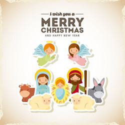 Christmas nativity scene in holy family flat Vector Image