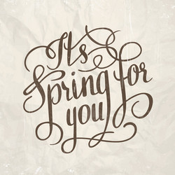 Spring for you calligraphic text Royalty Free Vector Image