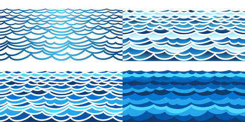 Sea wave frame seamless ocean storm tide waves Vector Image