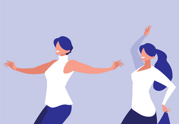 Young girls dancing characters Royalty Free Vector Image