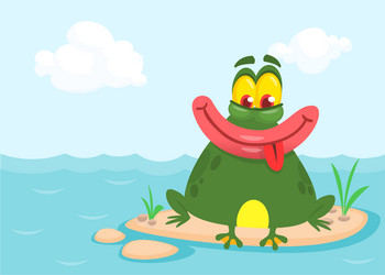 Funny frog cartoon isolated Royalty Free Vector Image