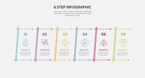 6 points template infographic outline style Vector Image