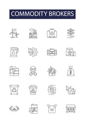 Commodity brocer line icons and signs Royalty Free Vector