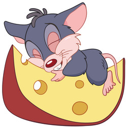 Happy mouse cartoon with cheese Royalty Free Vector Image