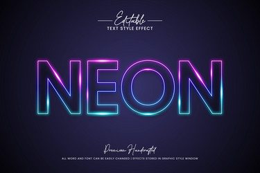 Neon glow 3d text style effect editable text style