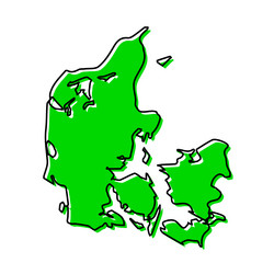 Hand drawn lined denmark simple map drawing Vector Image