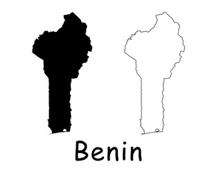 Benin country map black silhouette and outline Vector Image