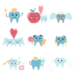 Hand drawn dead decay tooth character in cartoon Vector Image