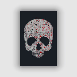 Skull with gritty texture and blood stain design Vector Image