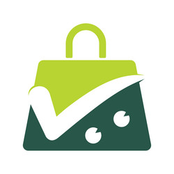 Check mark shopping bag logo Royalty Free Vector Image