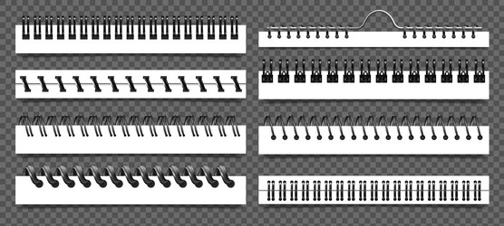 Realistic set of notebook binders on transparent Vector Image