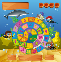 Boardgame template with kids and dolphin Vector Image