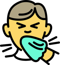 Flu boy icon outline style Royalty Free Vector Image