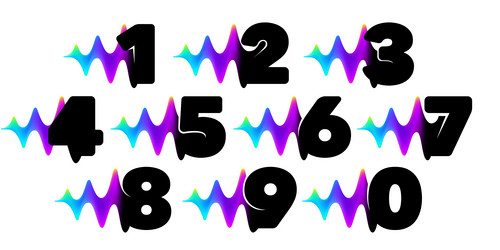 7 logo number seven with sound wave flow vibrant Vector Image