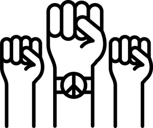 Human rights raised hands megaphone world justice Vector Image