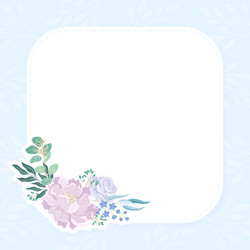 Blue flowers wish tag design with blooming flora Vector Image