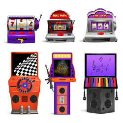 Arcade machines realistic set Royalty Free Vector Image