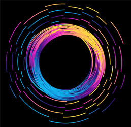 Frame glowing circle and rainbow geometric Vector Image