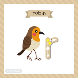 Letter r tracing walking robin bird Royalty Free Vector
